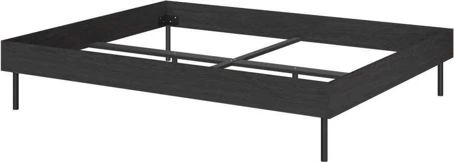 Černá dvoulůžková postel z dřevotřísky bez čela s roštem 160x200 cm Streiko – noo.ma