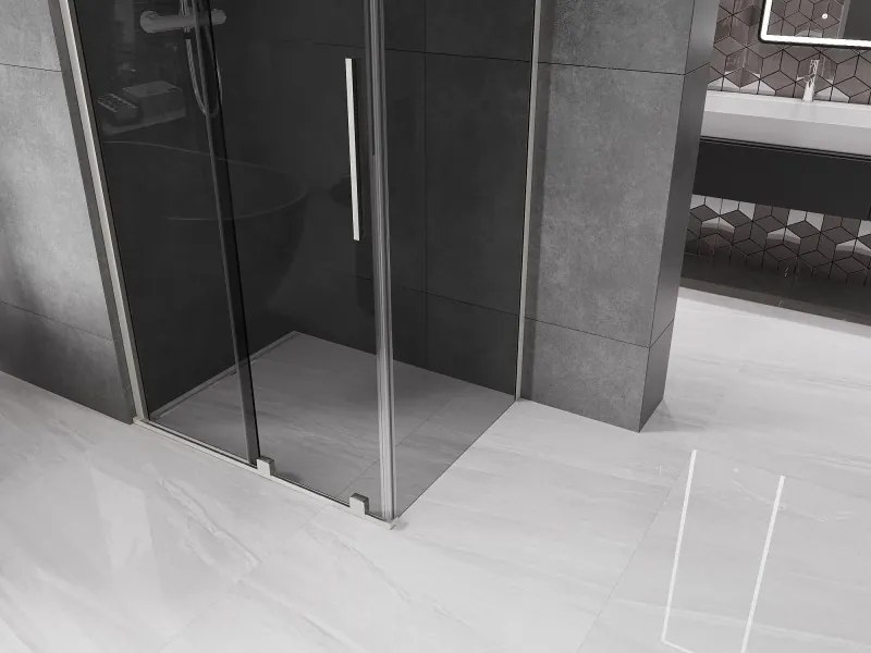 Mexen Velar, sprchový kout s posuvnými dveřmi 110 x 90 cm, 8mm šedé sklo, broušená ocel, 871-110-090-41-97