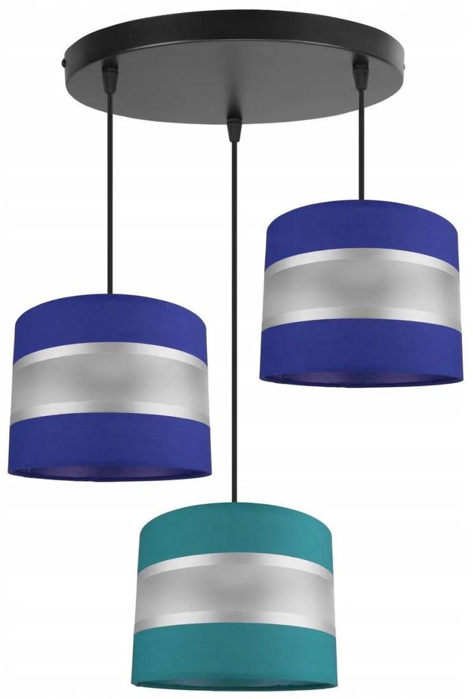 Závěsné svítidlo ELEGANCE, 3x textilní stínítko (mix 7 barev), (výběr ze 3 barev konstrukce), O