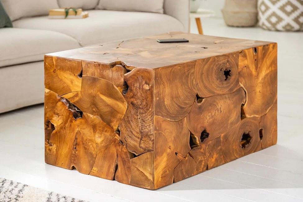 Extravagantní konferenční stolek z masivu Square Teak 90cm