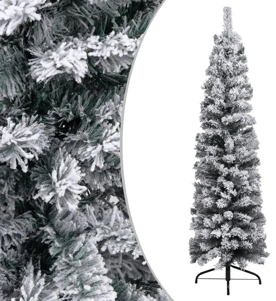 320953 vidaXL Úzký umělý vánoční stromeček zasněžený zelený 150 cm PVC