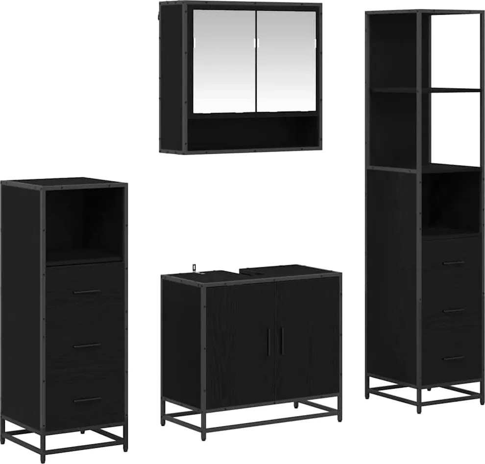 Sada koupelnového nábytku 4 ks Černý dub 65 x 33 x 60 cm 3402511