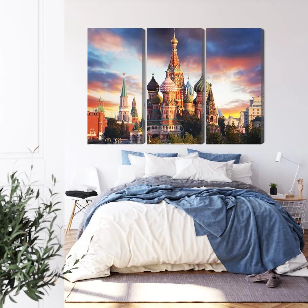 Vícedílný obraz Pohled Z Moskvy Na Rudé Náměstí A Katedrálu Nedostatek Nedostatek Přírodní plátno 150x100