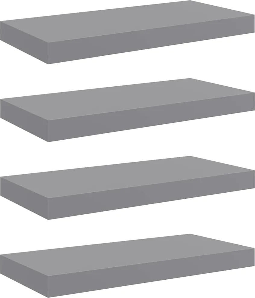 Plovoucí nástěnné police 4 ks šedé 50 x 23,5 x 3,8 cm MDF 323852