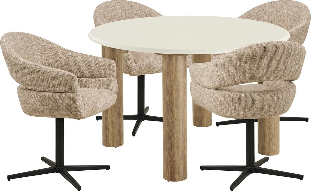 House Nordic Jídelní set FONDI AND DOVER Písková/Hnědá 120×120 cm 7778023-S