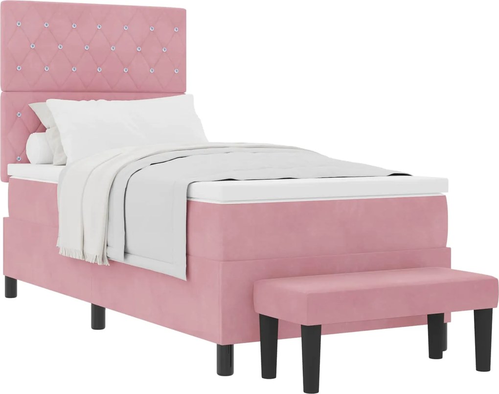 Postel s boxspringem s čelo Růžová 190 x 90 cm samet 3344419