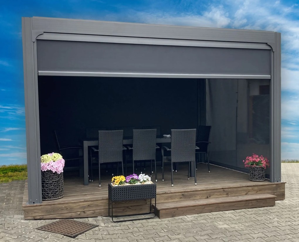 Bioklimatická pergola Noela antracit PREMIUM 3x4 m + montáž Barva lamel: Bílá