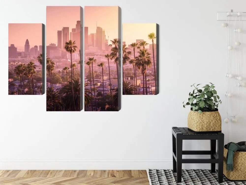 Vícedílný obraz Centrum Los Angeles Při Západu Slunce Nedostatek Nedostatek Přírodní plátno 120x90