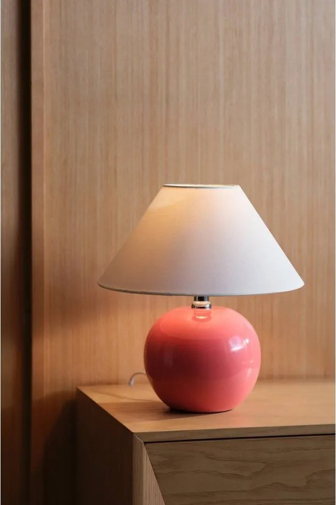 Růžová/krémová keramická stolní lampa (výška 29 cm) Karamell – Jotex