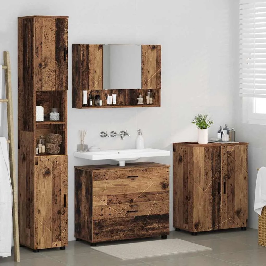 Sada koupelnového nábytku 4 ks Staré dřevo 35 x 30 x 192 cm 3393091