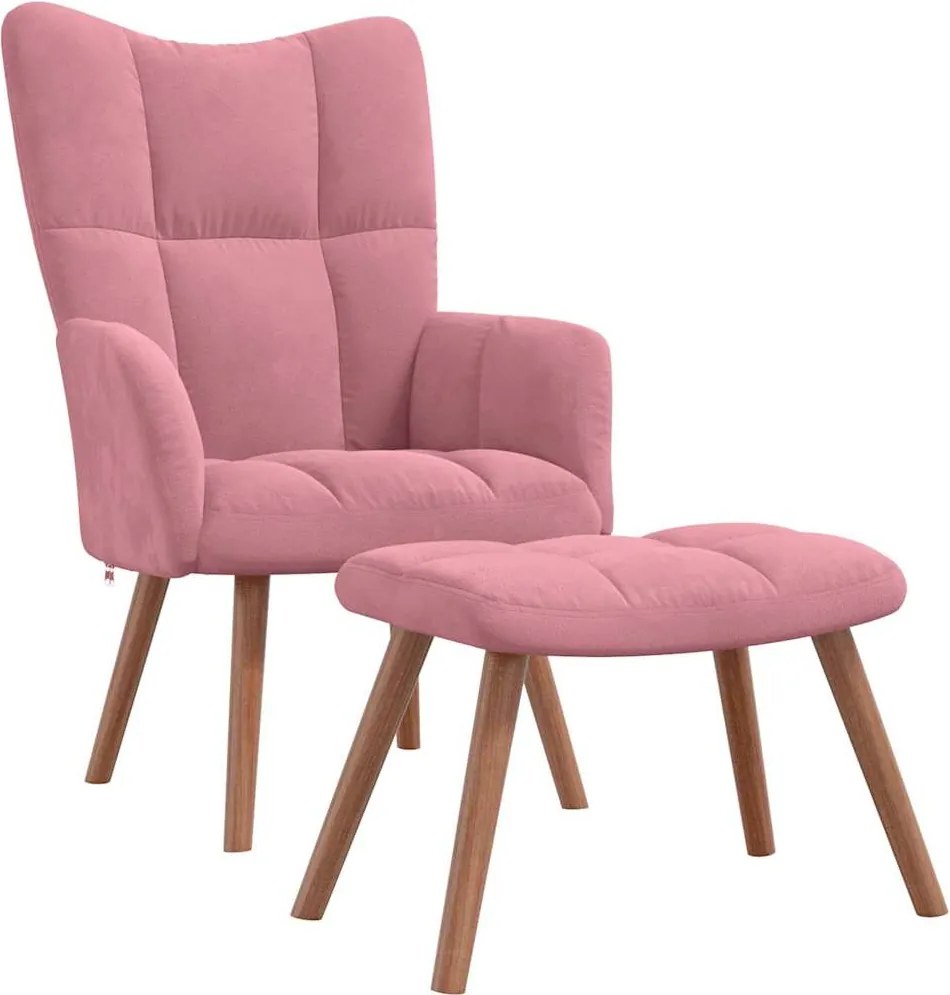 Relaxační křeslo se stoličkou růžové samet 328066