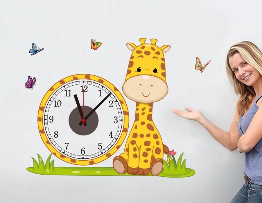 Živá Zeď Samolepící dětské hodiny Žirafa