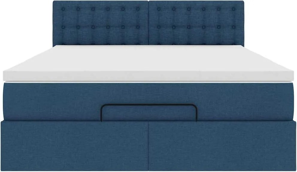 Osmanský rám postele s matrací modrá 140x200cm textil 3311635