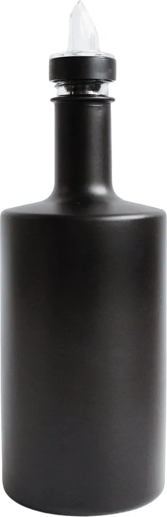 Skleněná láhev na olej 500 ml černá matná s čirou nálevkou VILO