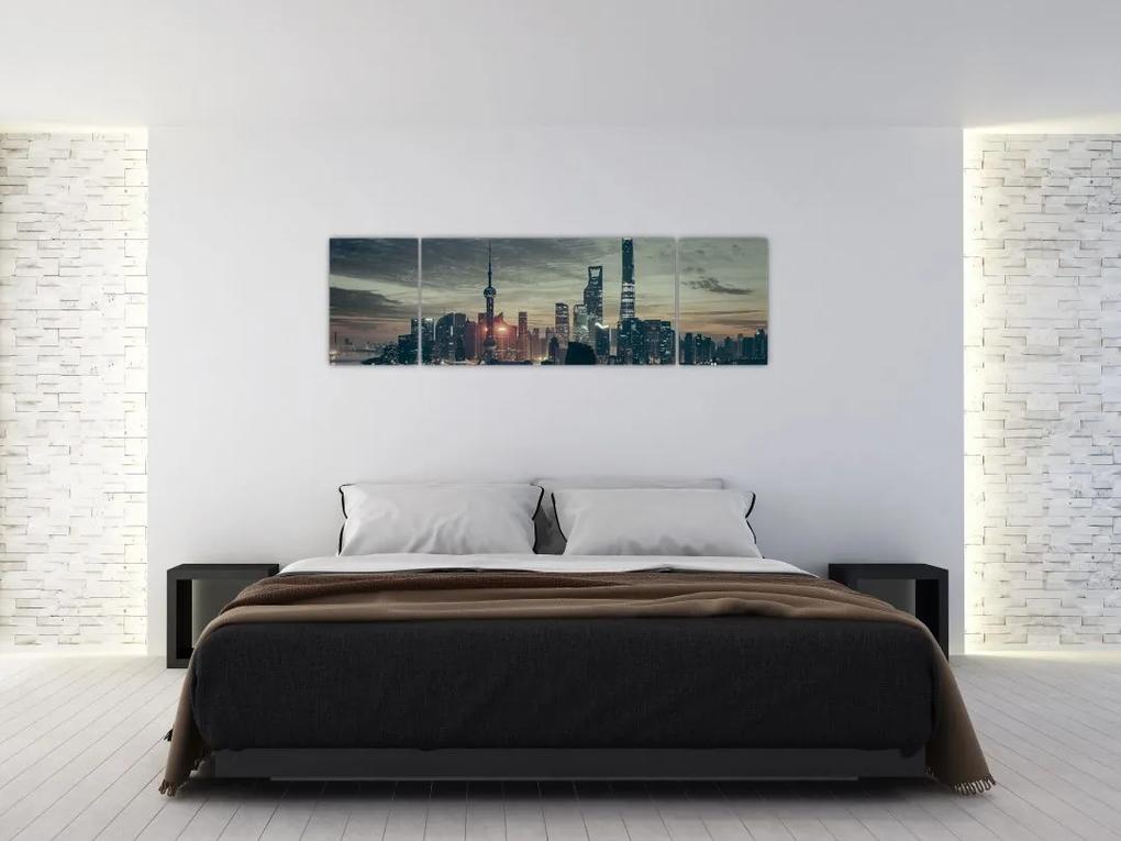 Obraz města za soumraku (170x50 cm)