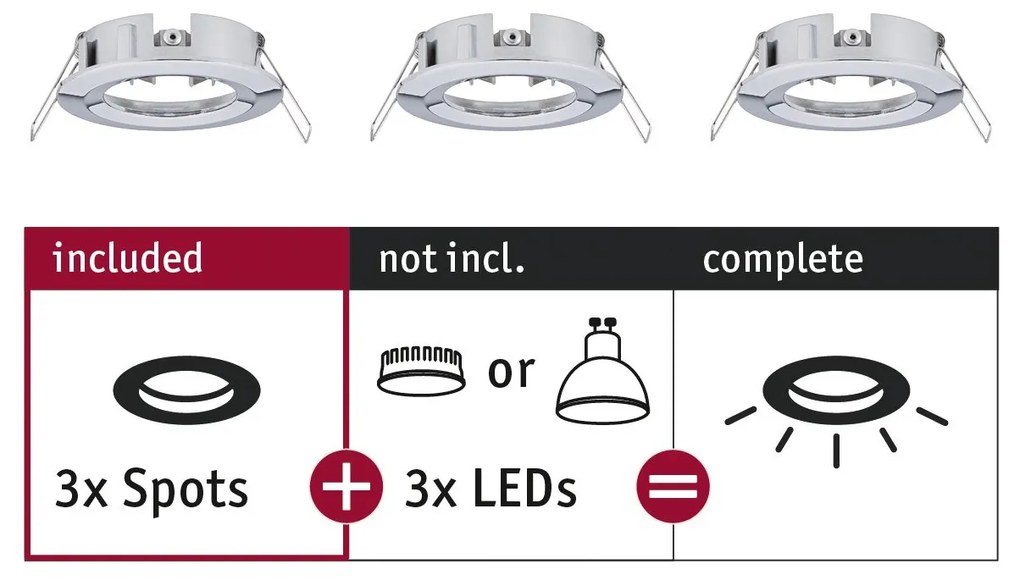 Paulmann 92482 Choose, sada bodovek 3x10W, chrom, průměr 7,8cm