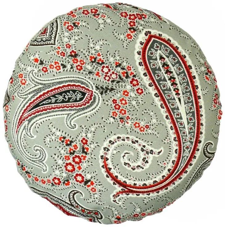 S radostí - vlastní výroba Meditační polštář Kašmír - šedý Velikost: ∅30 x v18 cm