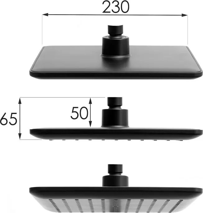 Erga Bodo Therm, sprchová souprava s termostatickou baterií a dešťovou hlavicí 23x23cm, černá matná, ERG-YKA-BP.BODO-THERM-23-BLK