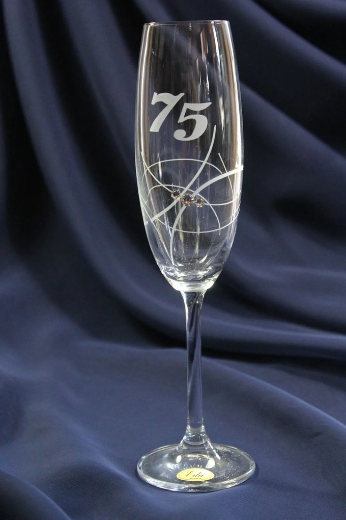 Výroční pohár na 75. narozeniny ŠAMPAŇSKÉ 2. se swarovski krystaly