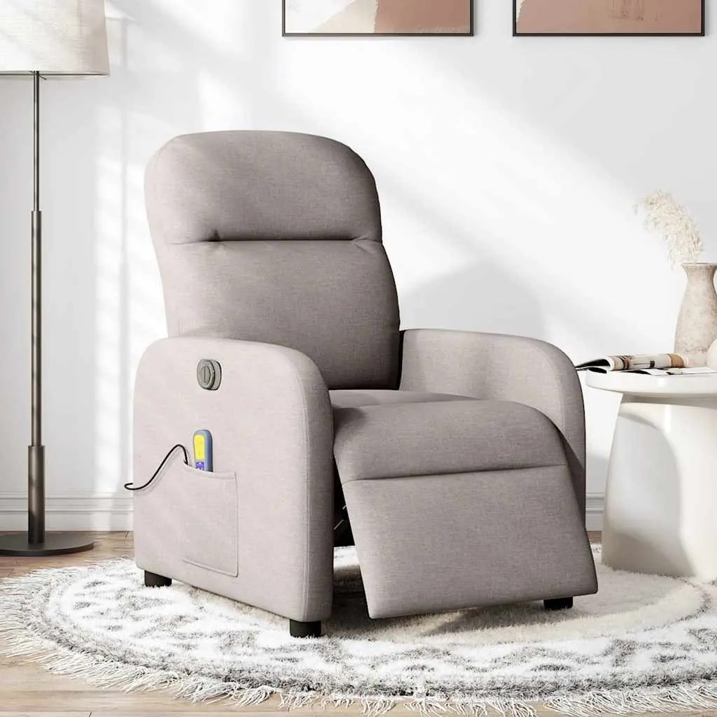Elektrické masážní polohovací křeslo taupe textil 3302969