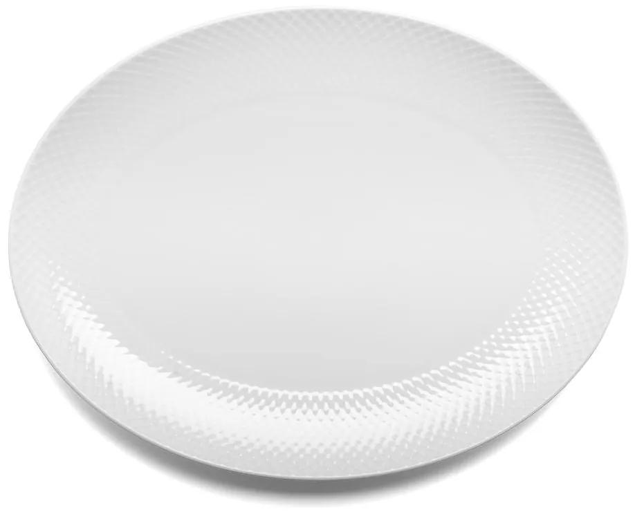 LYNGBY Porcelánový servírovací talíř Rhombe Oval White 35 cm, bílá barva, porcelán