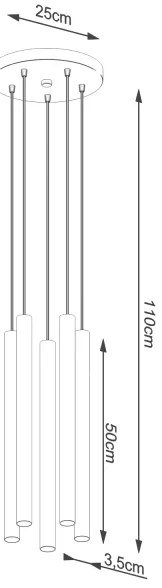 Sollux SL.1275 - Lustr na lanku PASTELO 5xG9/8W/230V beton