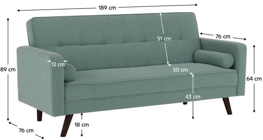 Kondela Rozkládací pohovka, zeleno-mentolová látka, OTISA