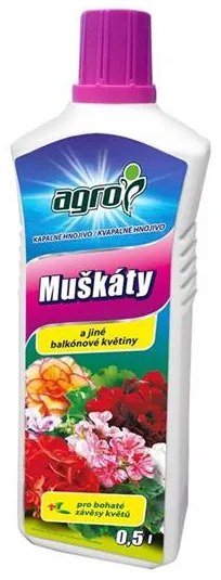 Hnojivo pro muškáty,pelargonie a balkónové květiny AGRO 0,5l