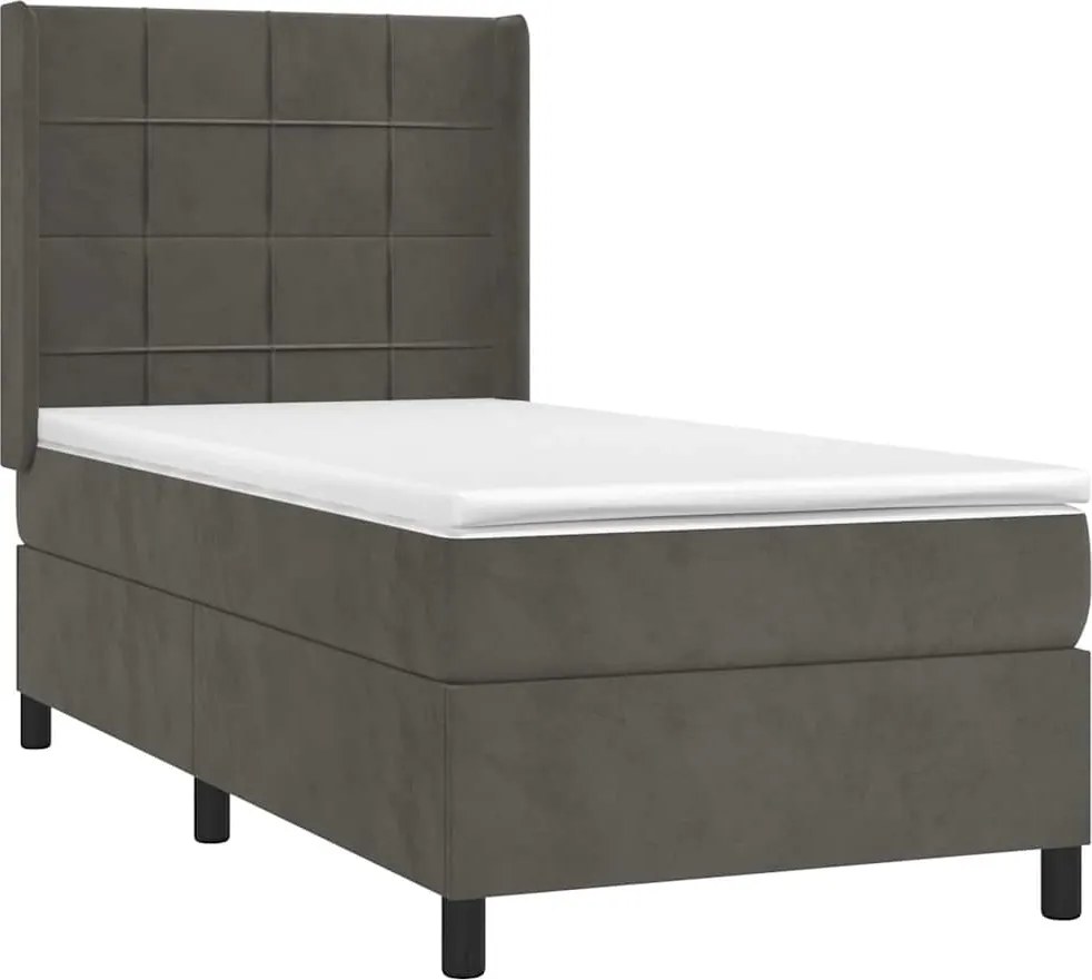 Box spring postel s matrací tmavě šedá 80 x 200 cm samet 3132646