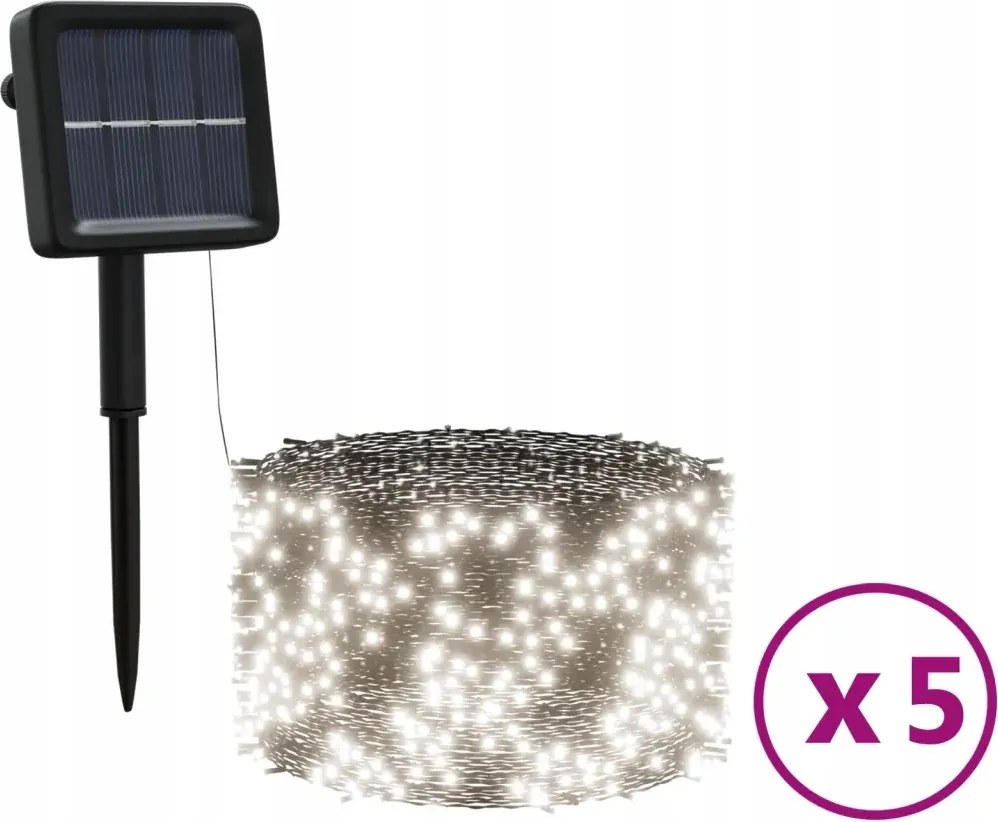 vidaXL Solární dekorativní lampy, 5 ks, 5x200 Led, studené bílé