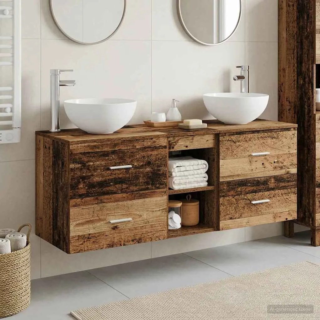 Sada koupelnových skříněk 3 ks Staré dřevo 49,5 x 41 x 64,5 cm 3405809