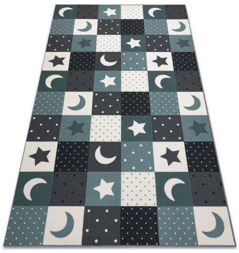 Dětský kusový koberec STARS Hvězdy Modrý Šedý Rozměr: 100x400 cm