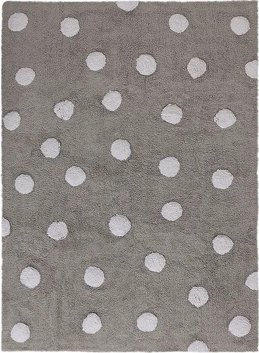 Ručne tkaný kusový koberec Polka Dots Grey-White, 120x160, šedá, detská izba, Lorena Canals