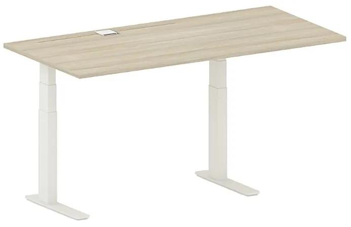 Výškově nastavitelný pracovní stůl FUTURE, 1700 x 800 x 675-1325 mm, bez paravanu, bílá/dub
