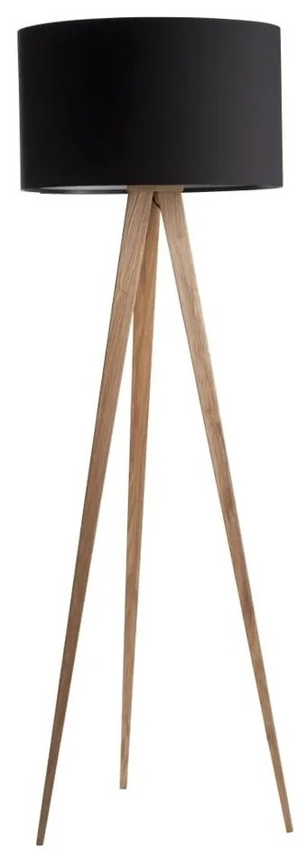 Černá lampa s dřevěnými nohami Zuiver Tripod Wood