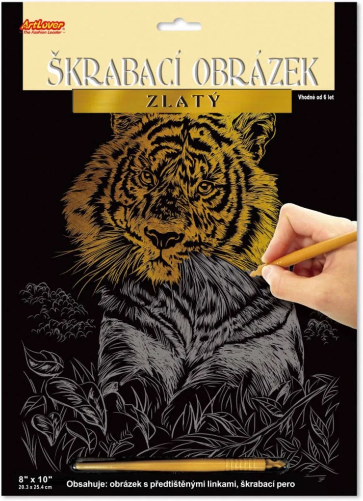 _Ostatní 1_ Obrázek vyškrabovací Zvířáta zlatý kreativní set se škrabacím perem 3 druhy 22988752