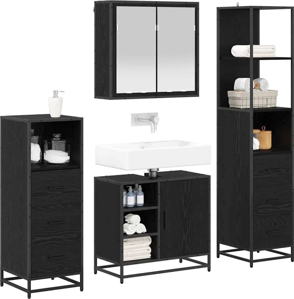 Sada koupelnového nábytku 4 ks Černý dub 65 x 33 x 60 cm 3402413