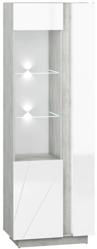 Vitrína Lumens 78 cm, bílá / beton