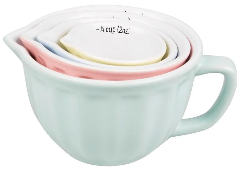 sass & belle Keramické odměrky Retro Pastel - set 4 ks, růžová barva, modrá barva, zelená barva, žlutá barva, multi barva, keramika