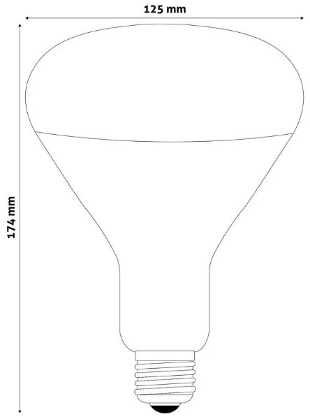 Prémiová výhřevná infra žárovka E27 100W, 125mm, rubínová