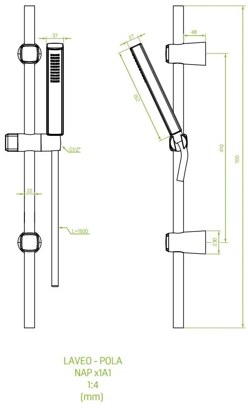 Laveo Pola, sprchový sloup s ruční sprchovou soupravou, 1 funkce, růžové zlato, LAV-NAP_81A1