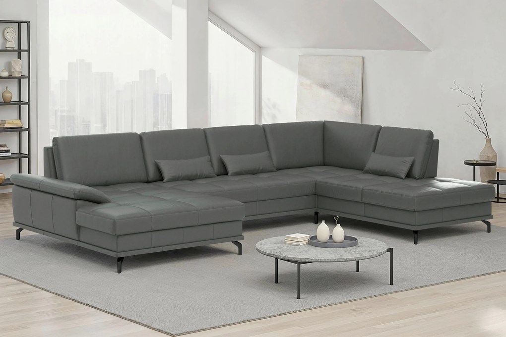 XXXLutz SEDACÍ SOUPRAVA, kůže, antracitová Sit & More - Sedací soupravy - 00014403972B