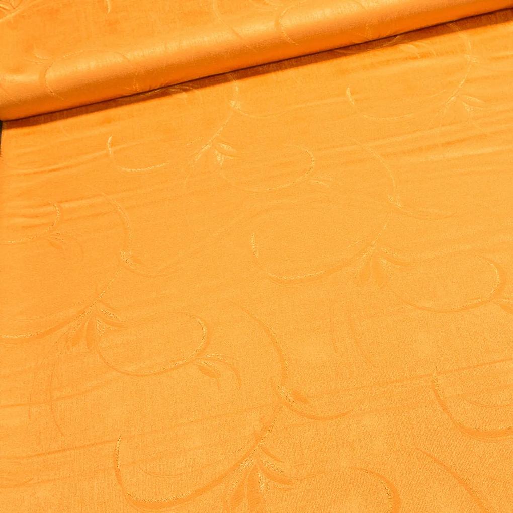 Českomoravská textilní dekorační závěs BADULLA 20, oranžová s květinami, šířka 140cm (látka v metráži)