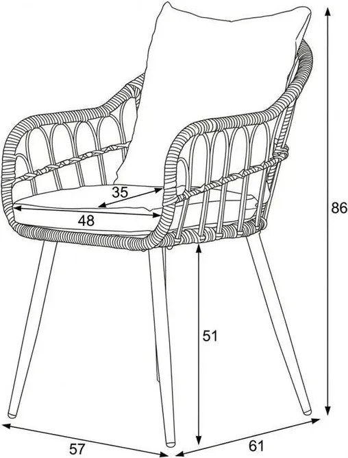 Zahradní židle, kov, polyratan, šedá, AZ-F1406 GREY