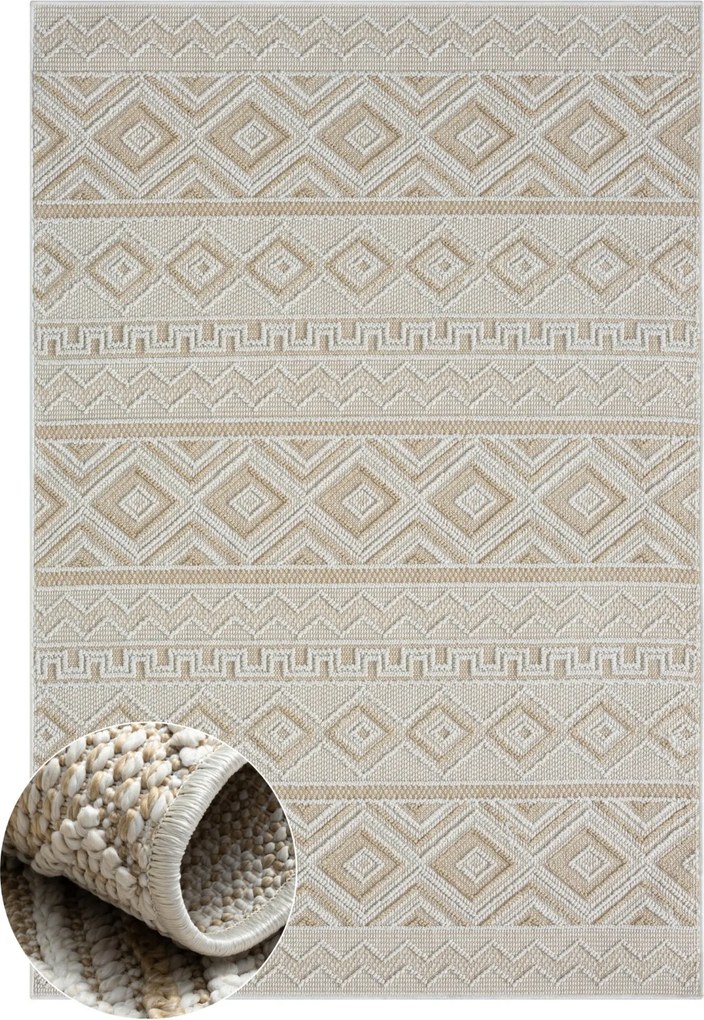 My Flair, Kusový koberec Patio beige – na ven i na doma, 200x300, béžová, chodba / předsíň