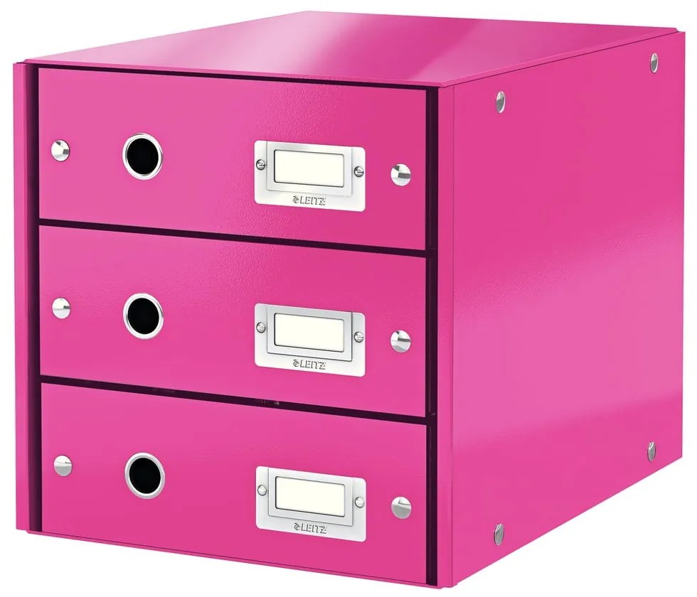 Růžový box se 3 zásuvkami Leitz Office, 36 x 29 x 28 cm