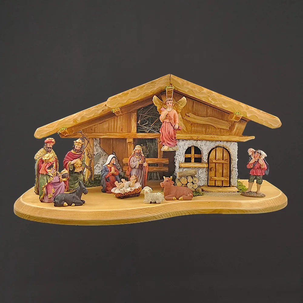 AMADEA Dřevěný betlém BEZ FIGUREK 45 cm