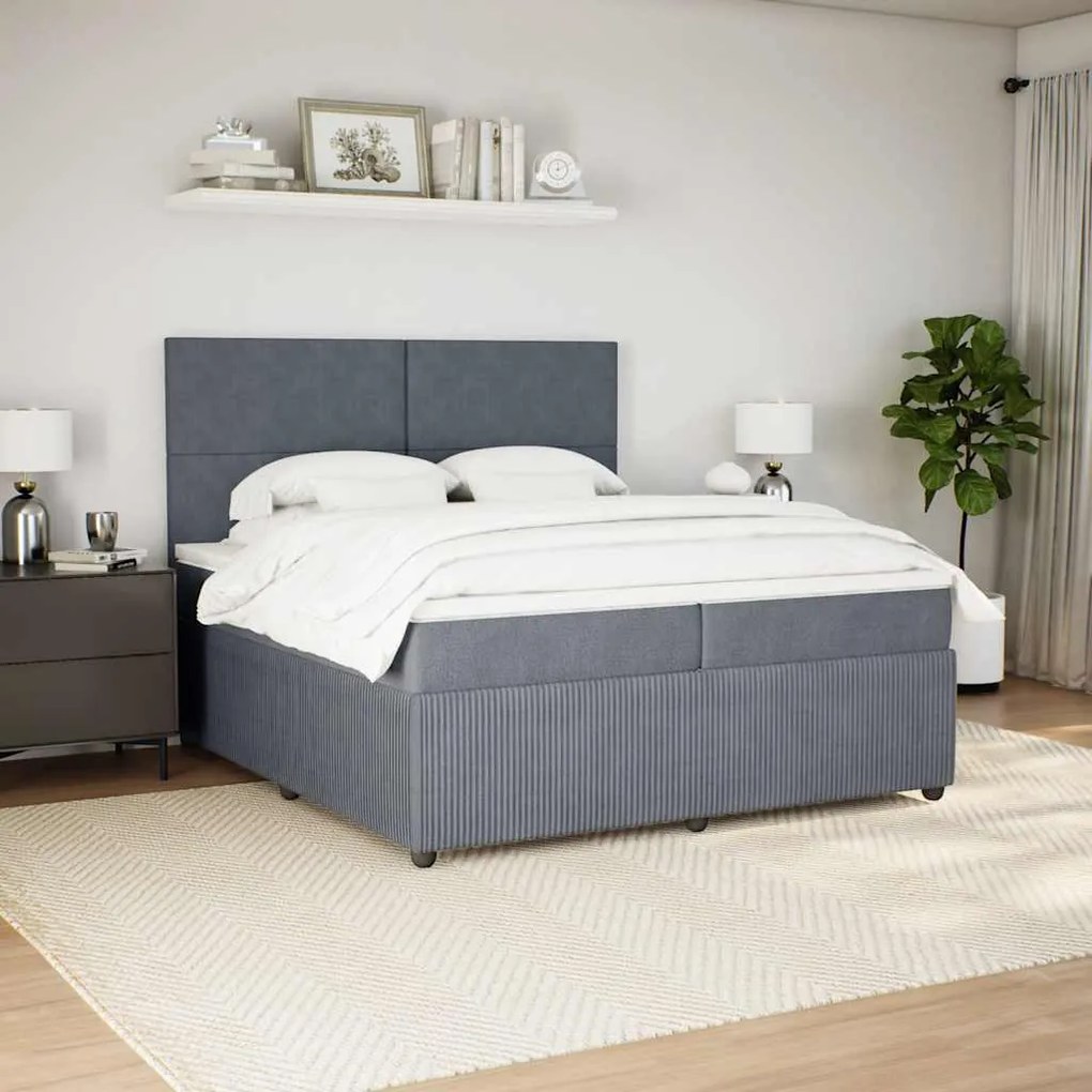 Box spring postel s matrací tmavě šedá 200x200 cm samet 3294725
