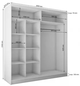 Kvalitní Šatní Skříň Patti 200 cm Černá