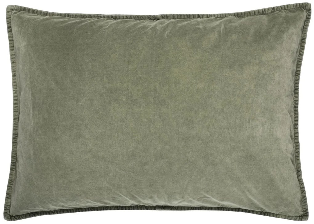 IB LAURSEN Sametový povlak na polštář Velvet Olive 72×52 cm, zelená barva, textil